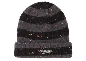 Supreme Stripe Speckle Beanie - Black
