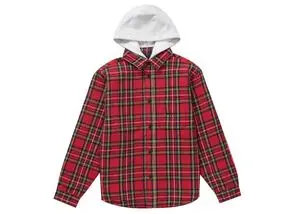 Supreme Tartan Flannel Hooded Shirt - Red