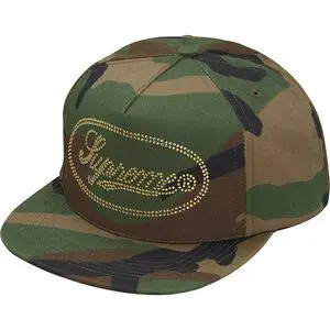 Supreme Studded Script Logo 5-panel Cap - Woodland Camo