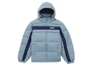 Supreme Stripe Panel Down Jacket - Light Blue