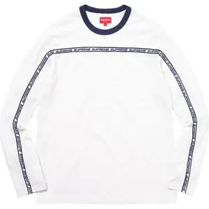 Supreme Tape Stripe Long Sleeve Pique Top - White