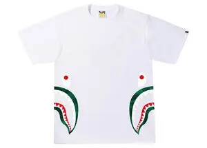 A BATHING APE Camo Side Shark Tee Shirt - White/green