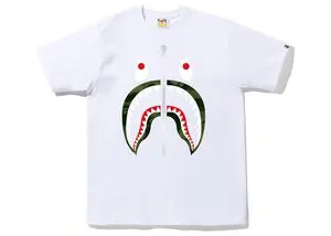 A BATHING APE Camo Shark Tee Shirt (fw22) White Green