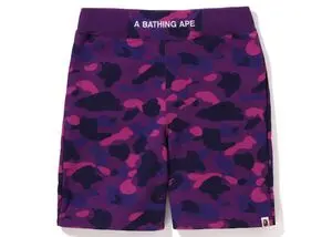 A BATHING APE Camo Sweat Shorts - Purple