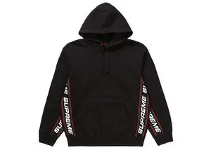 Supreme Text Rib Hooded Sweatshirt - Black