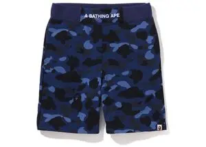 A BATHING APE Camo Sweat Shorts - Navy Blue