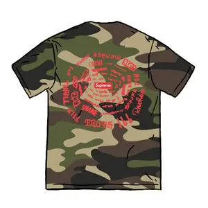 Supreme Spiral Tee Shirt Woodland Camo