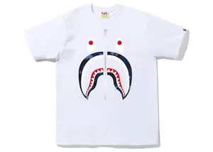 A BATHING APE Color Camo Silver Zip Shark T-shirt (ss23) White Navy White Navy