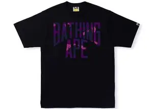 A BATHING APE Camo Nyc Logo Tee Shirt - Black Purple