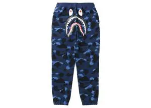 A BATHING APE Camo Shark Sweatpants - Navy Blue