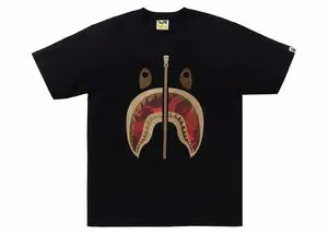 A BATHING APE Camo Shark Tee Shirt (ss24) Black/red