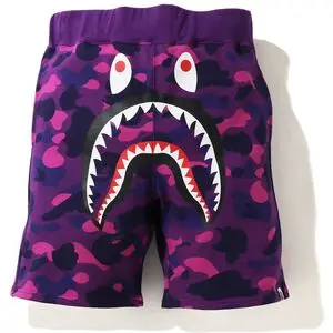 BAPE Camo Shark Sweat Shorts Purple