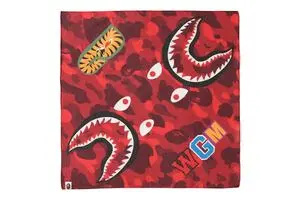 A BATHING APE Camo Shark Bandana - Red