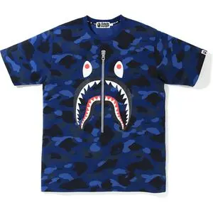 A BATHING APE Camo Shark Tee Shirt - Blue