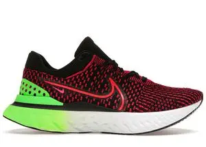 Nike React Infinity Run Flyknit 3 - Black/green Strike/team Red