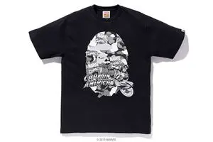 A BATHING APE X Marvel Camo Captain America Ex Tee Shirt - Black