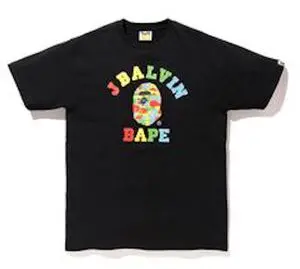 A BATHING APE X J Balvin Camo College Logo Tee Shirt - Black