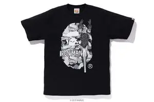 A BATHING APE X Marvel Camo Iron Ex Tee Shirt - Black