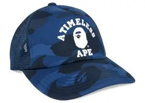 A BATHING APE X Jjjjound Camo College Mesh Cap - Navy Blue