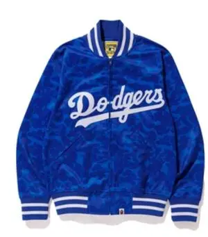 A BATHING APE X Mitchell & Ness Dodgers Jacket - Blue