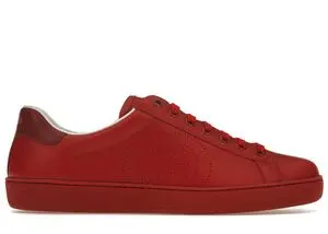 Gucci Ace Perforated Interlocking G Sneakers - Red