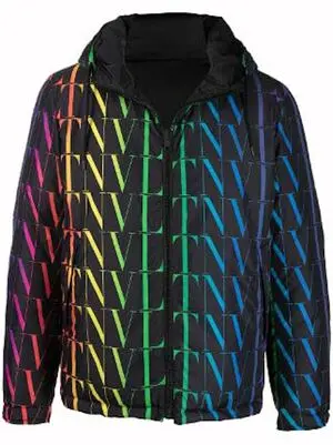 Valentino Garavani Vltn Allover Logo Reversible Down Jacket