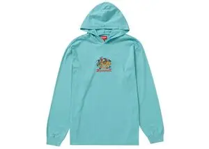 Supreme Dragon Hooded Long Sleeve Top - Dusty Aqua