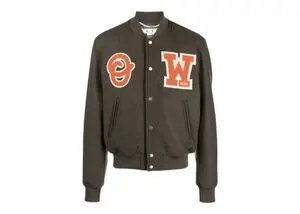 Off-White Ow Patch Varsity Jacket - Army Green/orange
