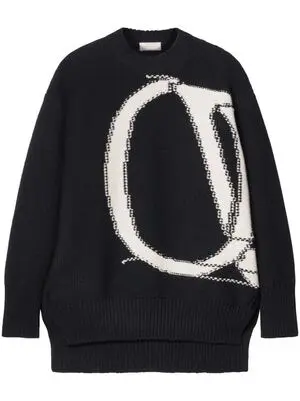 Off-White Ow Maxi Logo-intarsia Jumper - Black