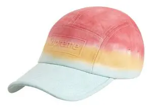 Supreme Embossed Denim Camp Cap - Red Dip Dye