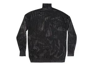 Balenciaga Creased Oversized Silk Rib Knit Turtleneck