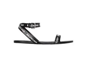 Balenciaga Logo Print Leather Sandals