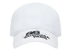 Balenciaga Hand Drawn Bb Icon Baseball Cap - White/black