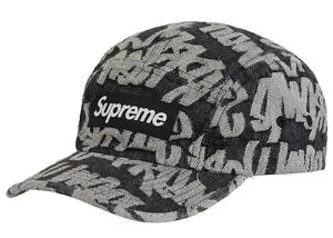 Supreme Fat Tip Jacquard Denim Camp Cap - Black