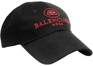 Balenciaga Embroidered Cotton Twill Baseball Cap - Black
