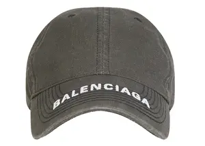Balenciaga Denim Logo Baseball Cap - Black/white