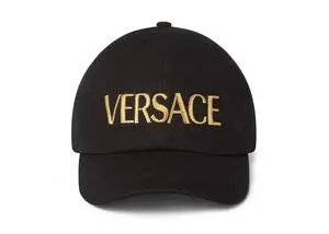 Versace Logo Embroidered Cap - Black/gold