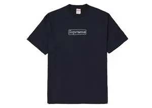Supreme Kaws Chalk Logo Tee Shirt - Navy Blue