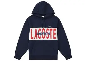 Supreme Lacoste Logo Panel Hooded Sweatshirt - Navy Blue