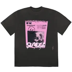 TRAVIS SCOTT Cactus Jack For Fragment Pink Sunrise T-shirt - Washed Black