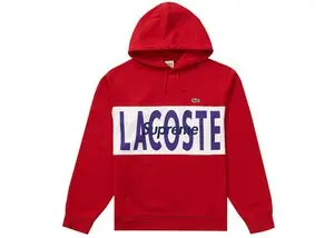 Supreme Supreme LACOSTE Logo Panel Hooded Sweatshirt Red