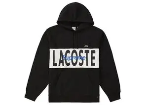 Supreme Lacoste Logo Panel Hooded Sweatshirt - Black