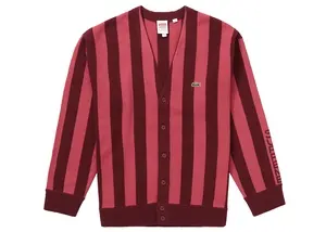 Supreme Lacoste Stripe Cardigan - Burgundy