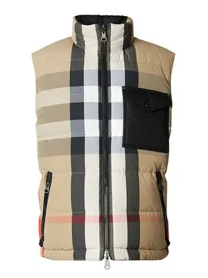 Burberry Reversible Check Nylon Puffer Gilet - Archive Beige/black
