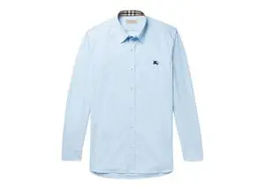 Burberry Stretch Cotton Poplin Shirt - Pale Blue