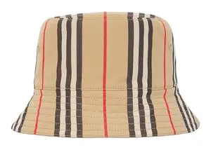 Burberry Icon Striped Bucket Hat - Beige