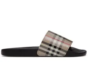 Burberry Furley Check Slides Beige/black/red