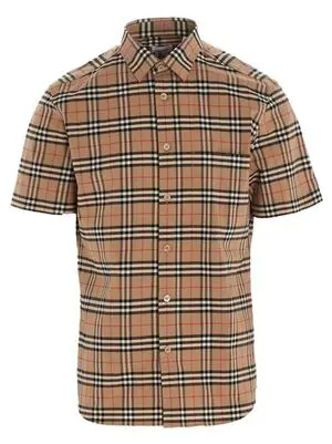 Burberry Short Sleeve Small Scale Check Stretch Cotton Shirt