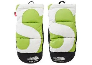 Supreme The North Face Logo Nuptse Mitts - Lime