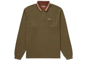 Supreme Thermal Long Sleeve Polo Shirt - Olive